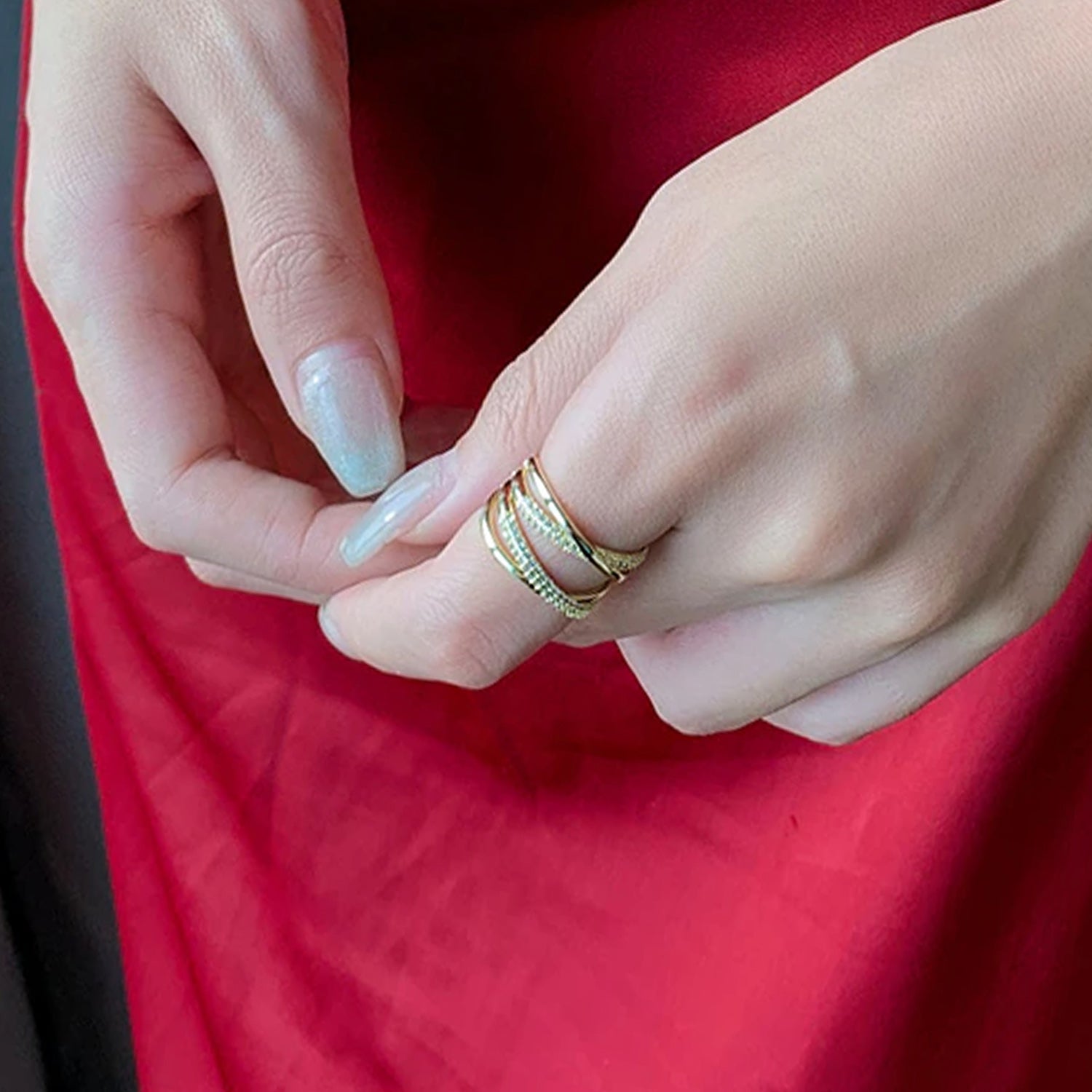 Advanced Sense Zircon Metal Cross Open Ring