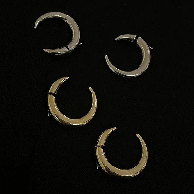 Double Crescent Front Back Moon Horn Earrings