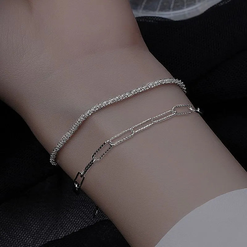 925 Sterling Silver Double Chain Bracelets