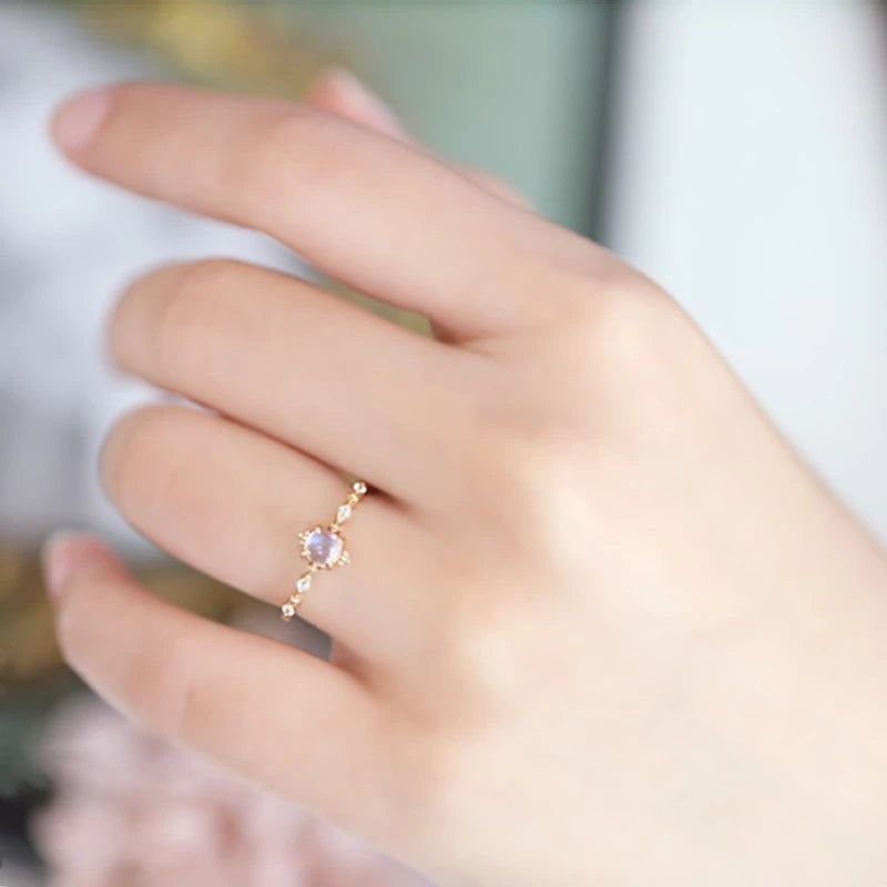 Exquisite Transparent Moonstone Rings