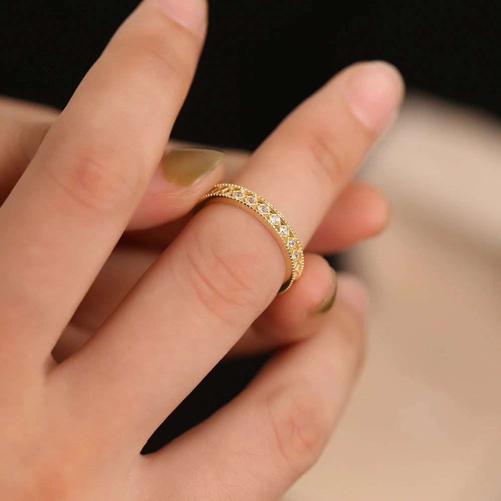 925 Sterling Silver Simple Pavé Crystal Ring