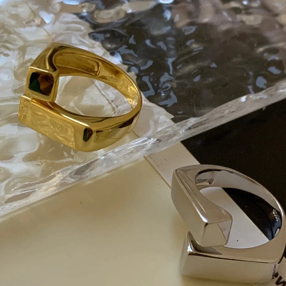 Geometric Rectangle Hug Adjustable Ring